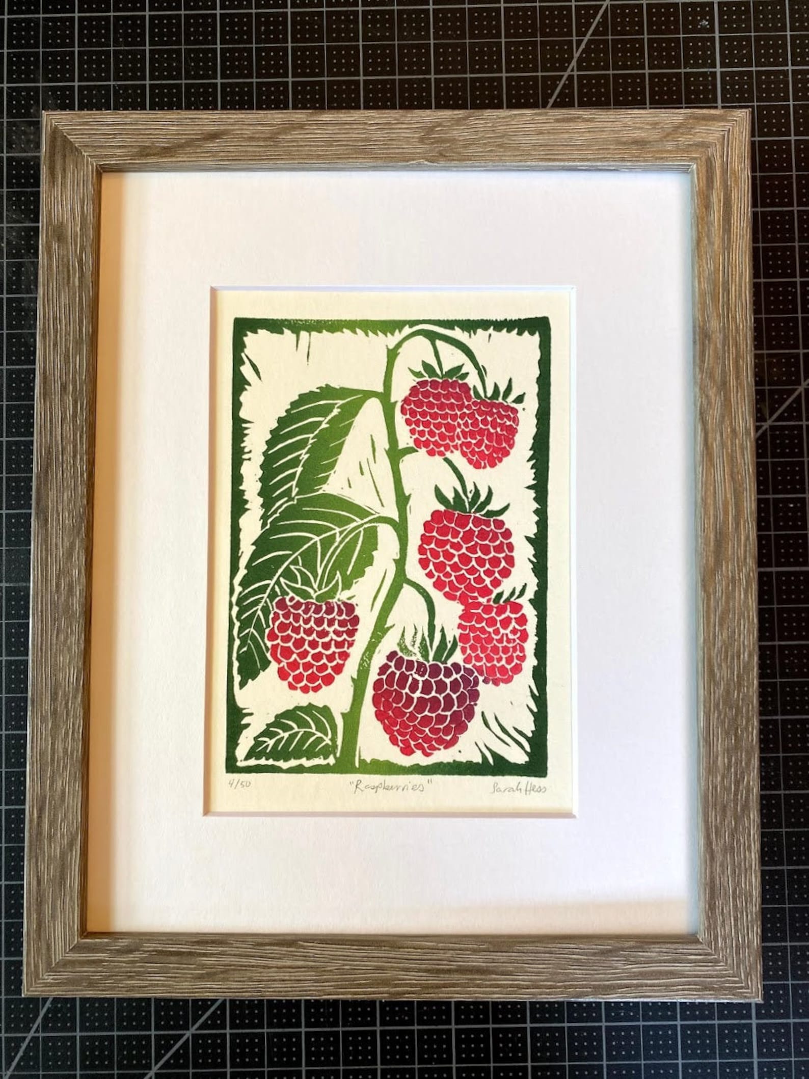 Raspberries Block Print Colorful Linocut Print - Etsy