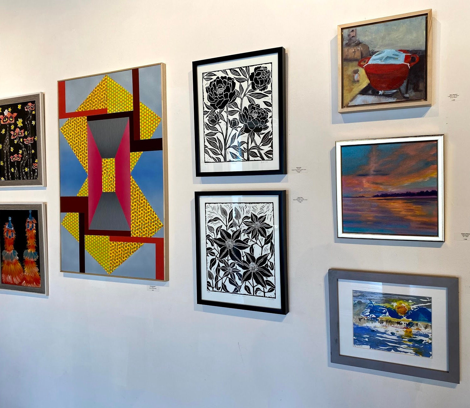 Large Linocut Print Peonies Black and White Block Print - Etsy