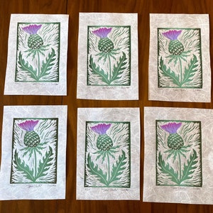Spear Thistle Colorful Block Print | Etsy