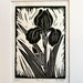 Iris - Black and White Block Print - Flower Art - Linocut Print - Etsy
