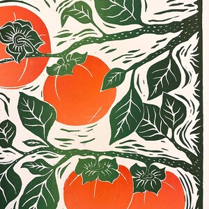 Persimmon Block Print: Multi-color Linoleum Print, 11x14 Cotton Paper ...