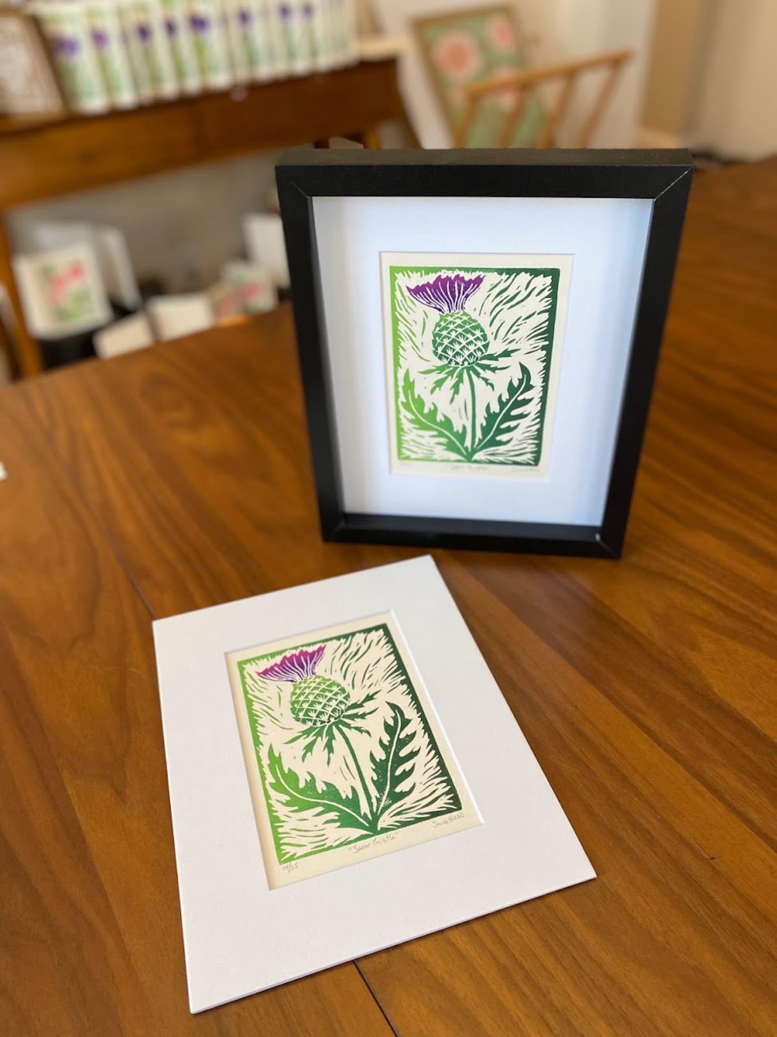 Spear Thistle - Colorful Block Print - Etsy