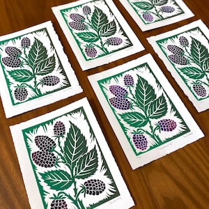 Blackberries - Color Block Print - Linocut Print - Berry Art - Etsy