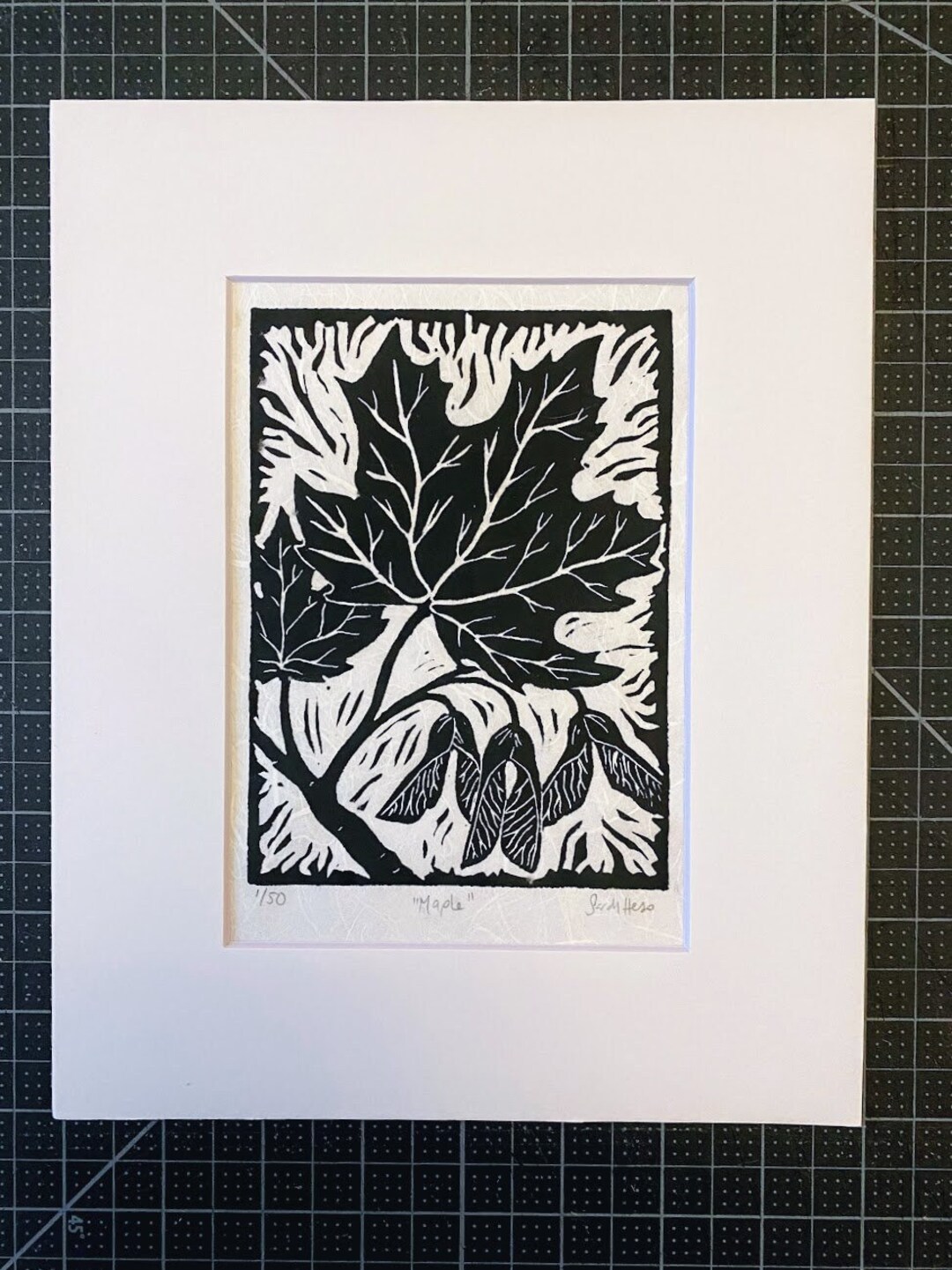 Maple Leaf Block Print - Black and White - Linocut Art - Fall Leaves - Etsy
