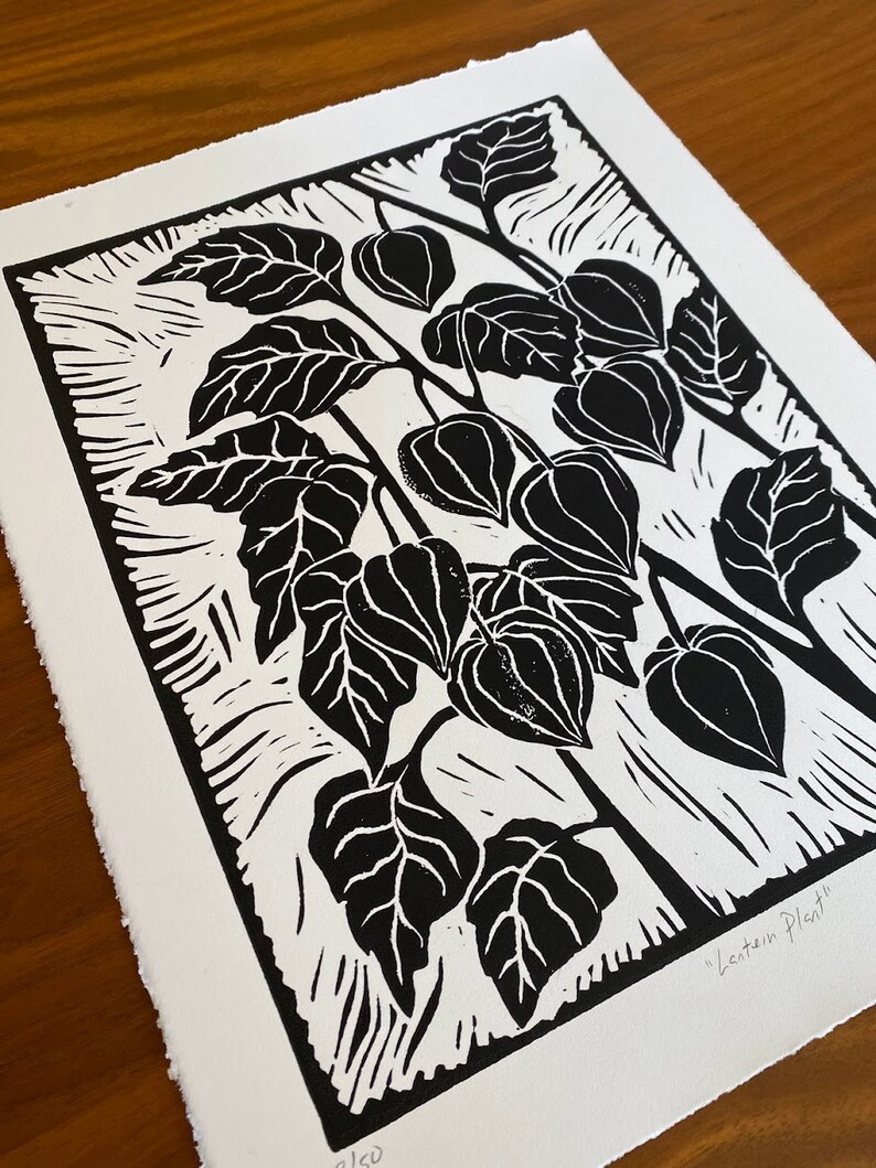 Lantern Plant Block Print – Handmade Linocut Art - Etsy