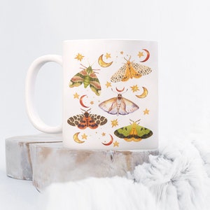 Celestial Moth Mug Mystical Mug Witchy Mug Moon Mug Celestial Cup Pagan ...