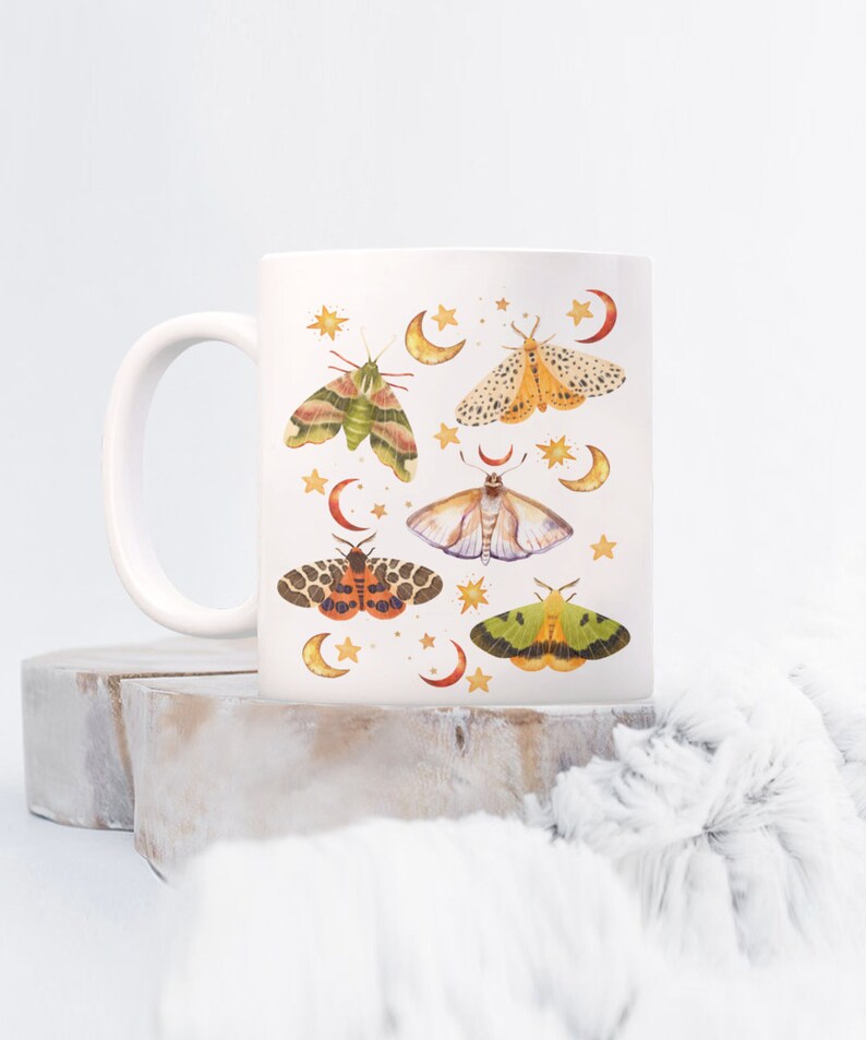 Celestial Moth Mug Mystical Mug Witchy Mug Moon Mug Celestial - Etsy