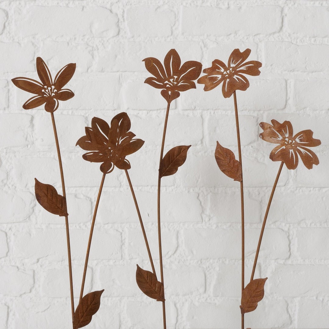 Rusty Metal Rustic Flowers for Garden, Outdoor Flower Sculpture, Metal ...