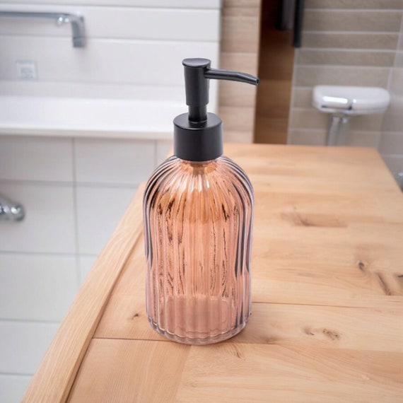 Amber Clear or Green Recycled Glass Soap Liquid Dispenser With Black Pump Liquid Dispenser for Bathroom or Kitchen Re Useable Glass Pump Etsy UK