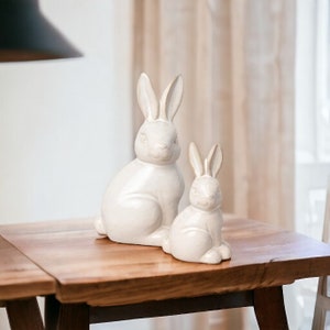 Ceramic Sitting Natural Colour Bunny Large 14 Cm & Small 9 Cm, Easter ...