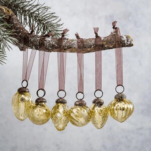Handmade Small Mini Glass Christmas Tree Baubles in Green, Red, Gold ...
