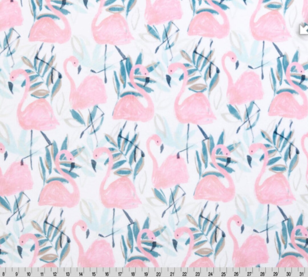 Flock Party Digital Cuddle, Shannon Fabrics, Cuddle, Minky, Flamingo ...