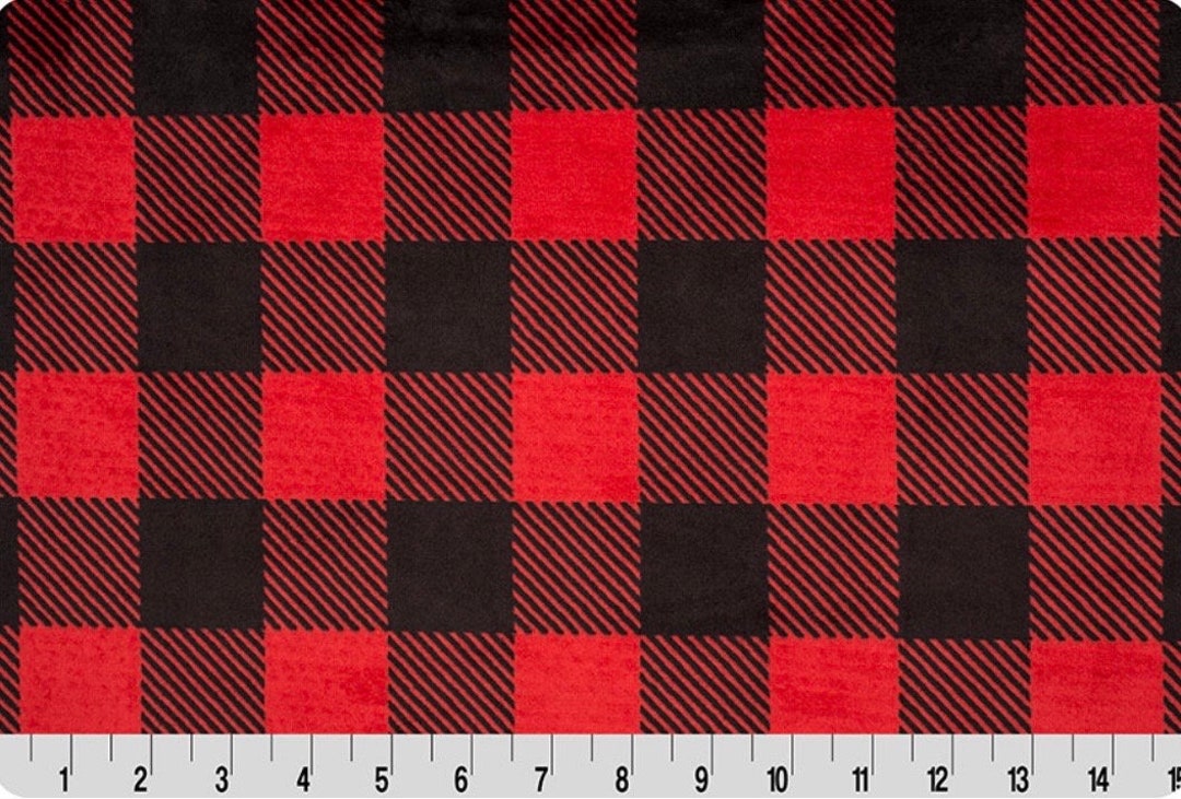 Buffalo Check Cuddle Scarlet/black, Buffalo Check Minky, Buffalo Check ...