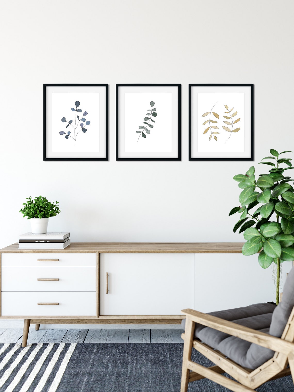 Set of Three Minimalist Plant Print Instant Downloadable - Etsy