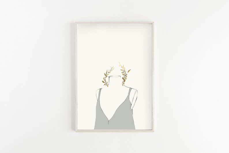 Minimal Women's Figure Line & Vine Art Print Instant - Etsy