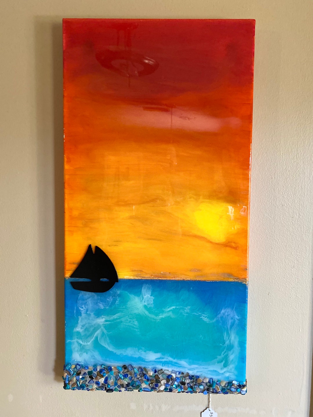 Acrylic and Resin Sunset Mosaic Beach - Etsy