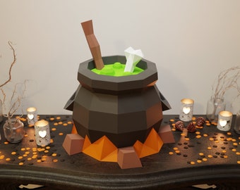 Witch Cauldron Box/ Halloween/ Diy Craft/ Template PDF STUDIO SVG/ Low ...