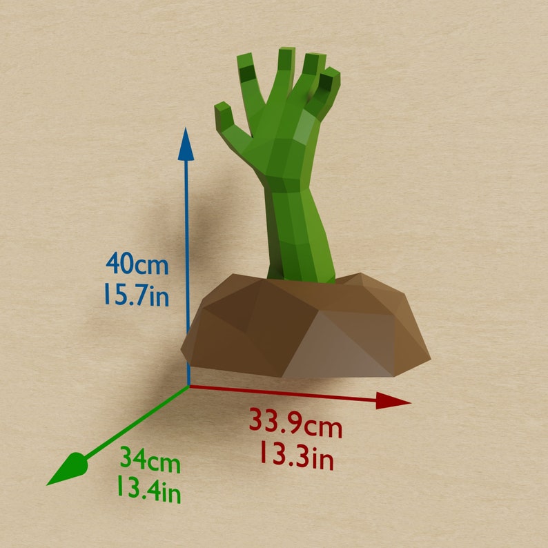 Hand From Ground Papercraft 3D DIY Low Poly Paper Crafts - Etsy
