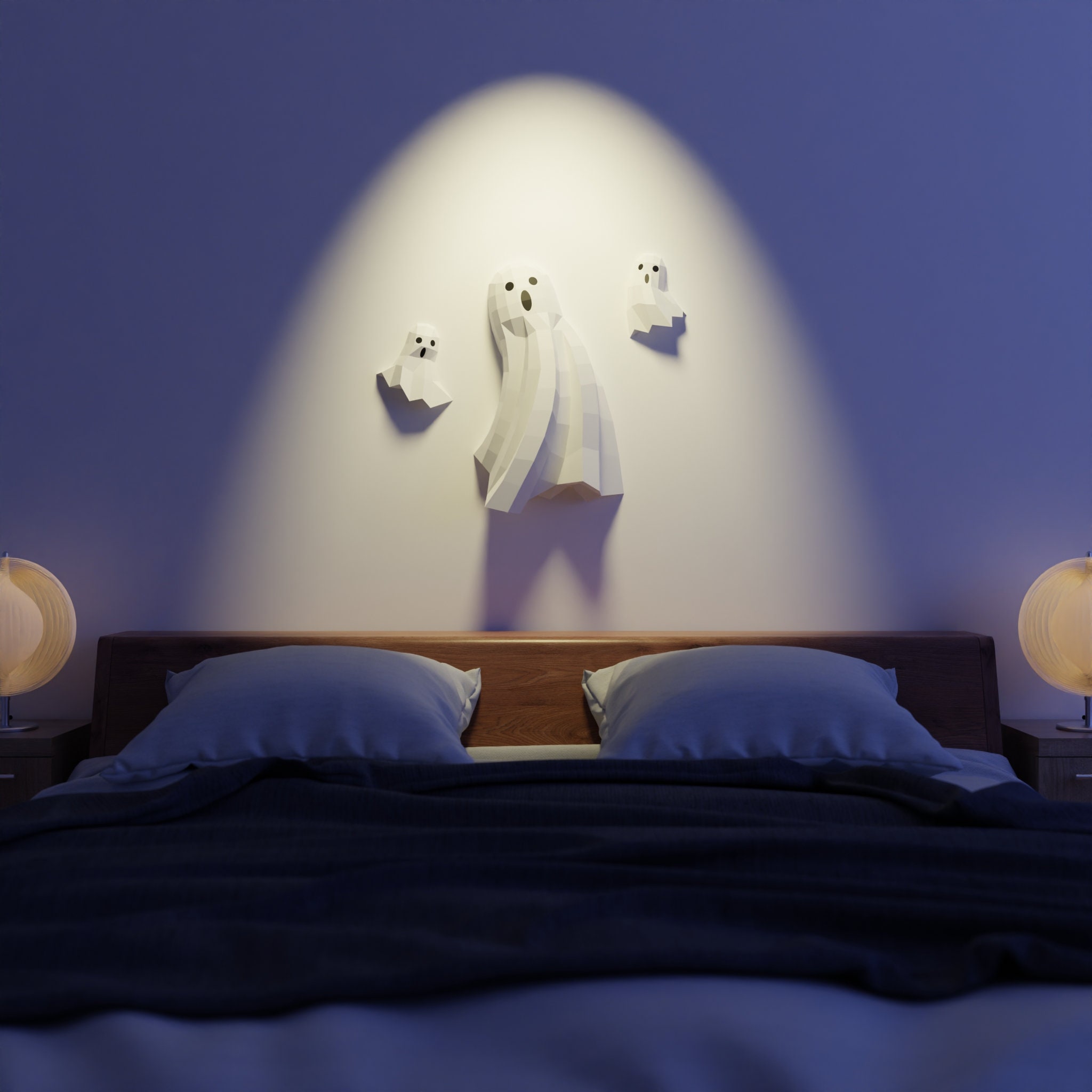 Ghost Papercraft 3D DIY Low Poly Paper Crafts Halloween Wall - Etsy