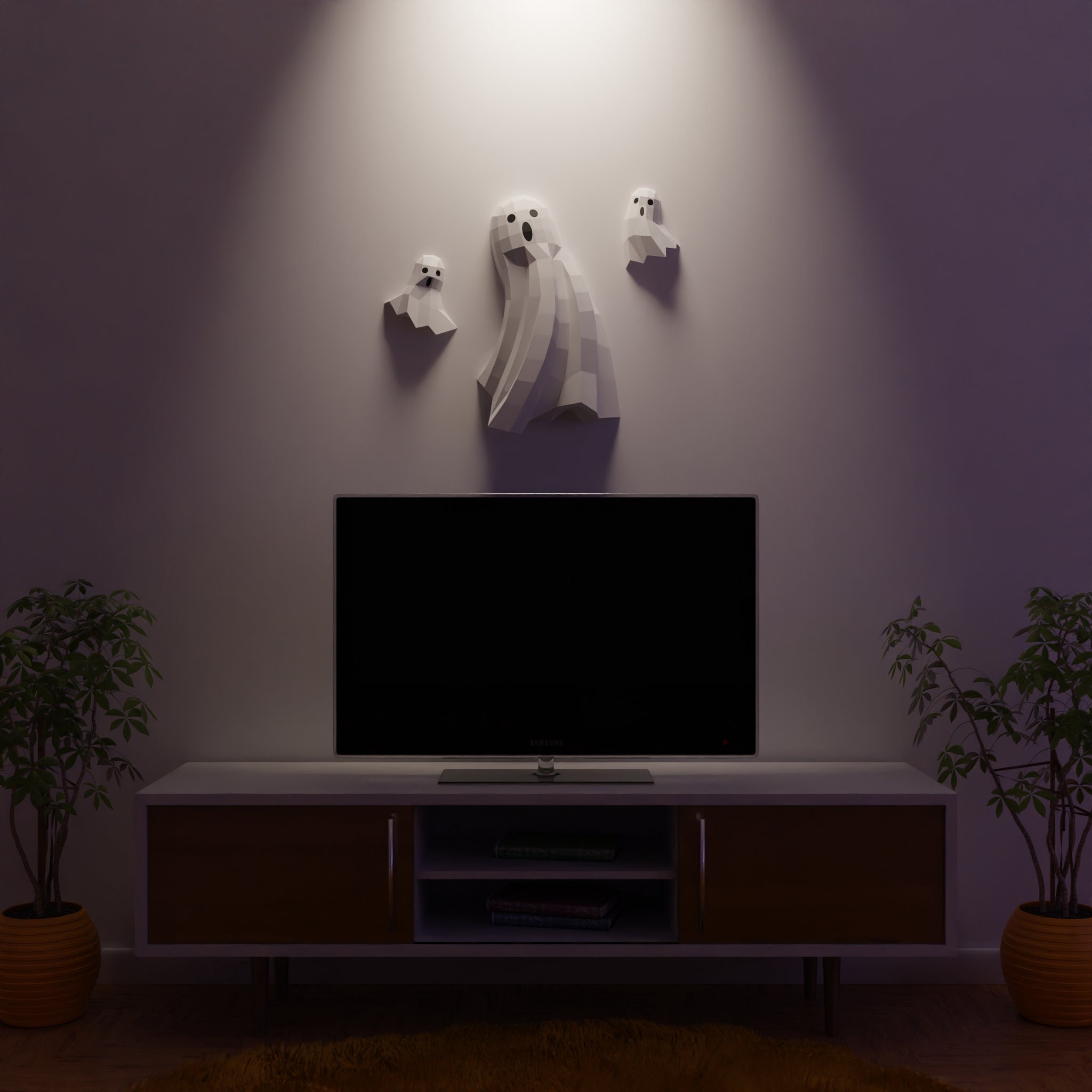 Ghost Papercraft 3D DIY Low Poly Paper Crafts Halloween Wall - Etsy