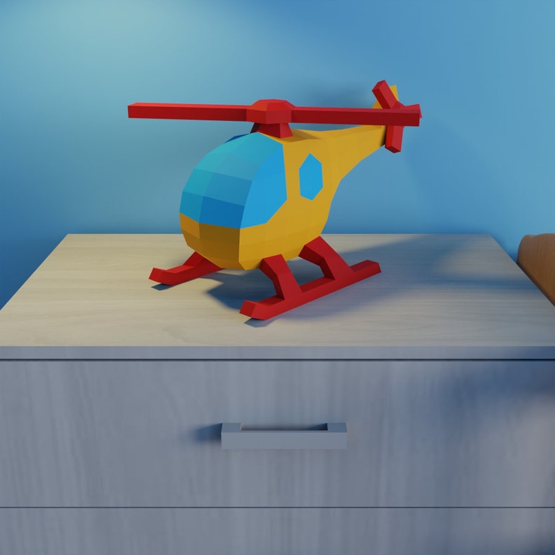 Helicopter Papercraft 3D DIY Low Poly Paper Crafts Model Template - Etsy
