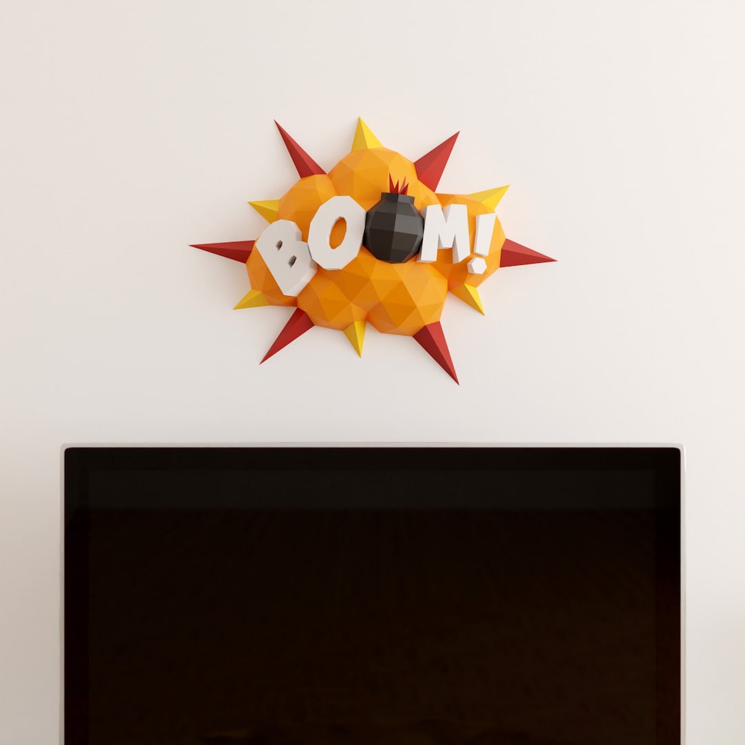 Boom Comics Pop Art Papercraft 3D DIY Low Poly Paper Crafts Wall ...