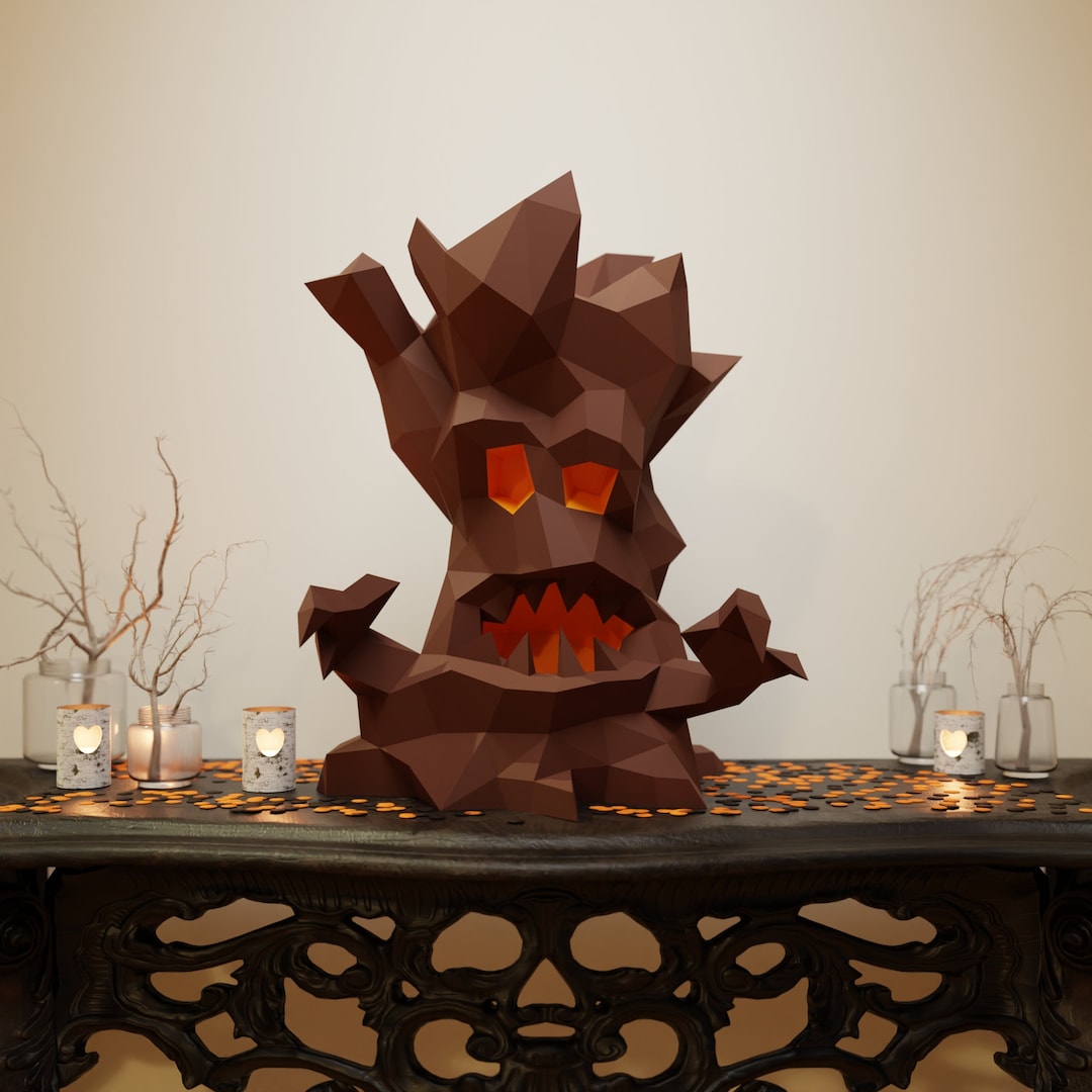 Scary Tree Papercraft 3D DIY Low Poly Paper Crafts Halloween Decor ...