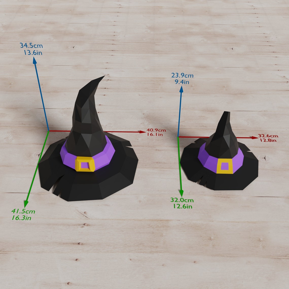 Witch Hat Papercraft 3D DIY Low Poly Paper Crafts Halloween Costume ...