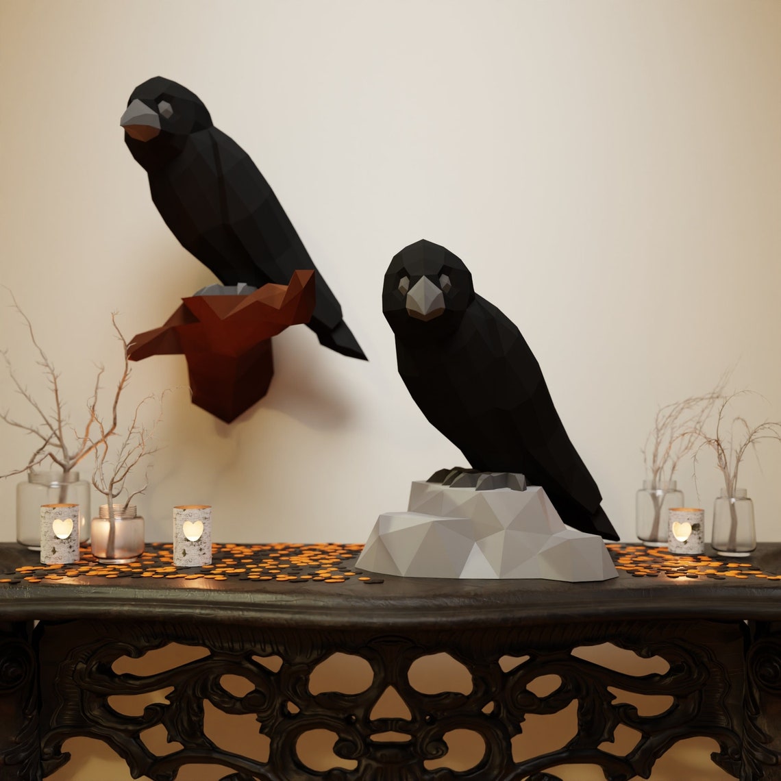 Raven Papercraft 3D DIY Low Poly Paper Crafts Halloween Model - Etsy