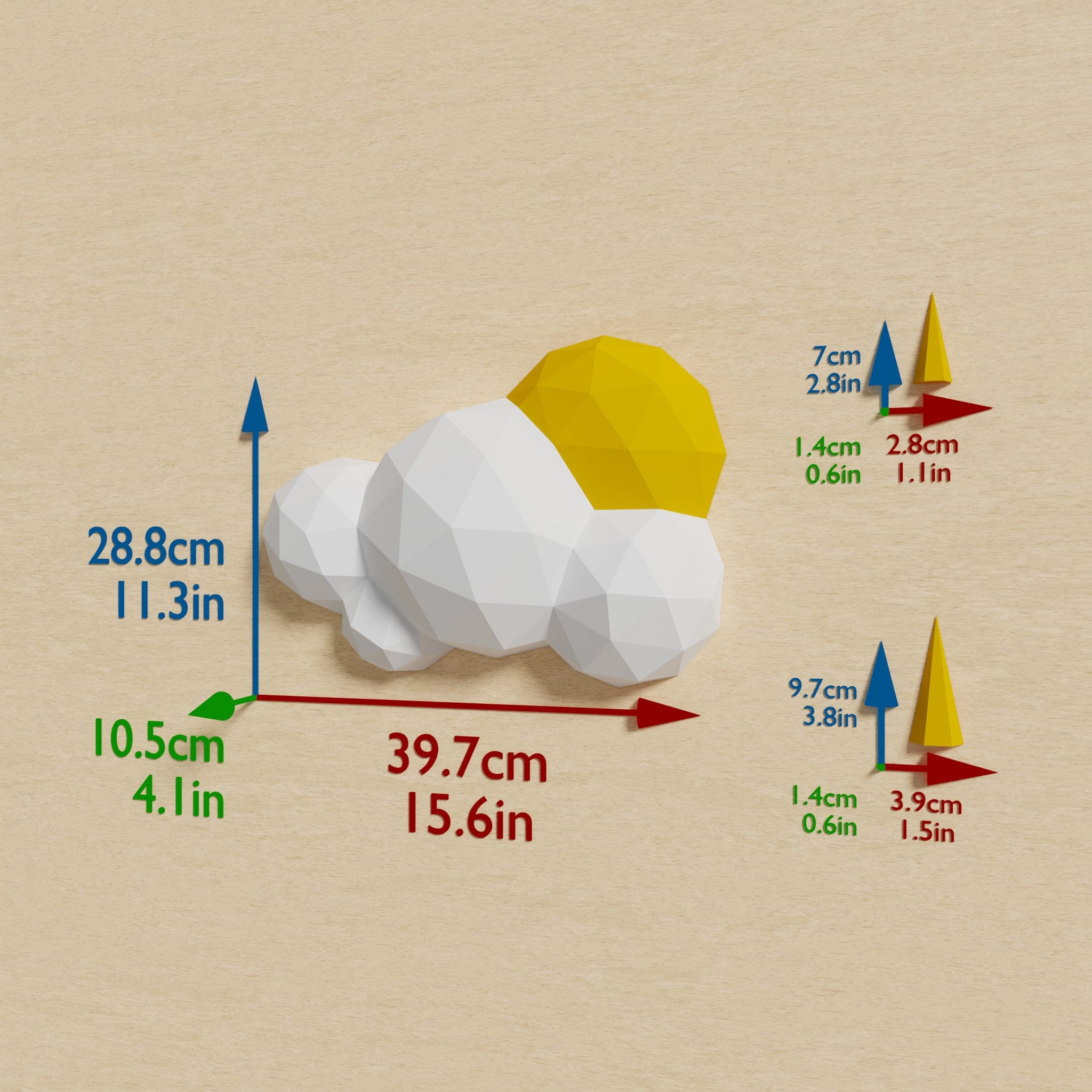 Sun and Cloud Papercraft 3D DIY Low Poly Paper Crafts Origami | Etsy