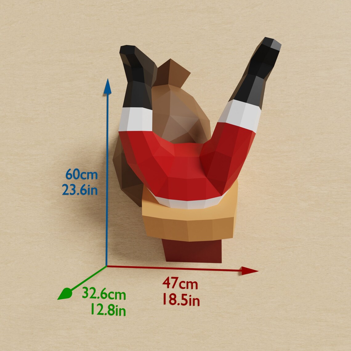 Santa Stuck in Chimney Papercraft 3D DIY Low Poly Paper Craft Christmas ...