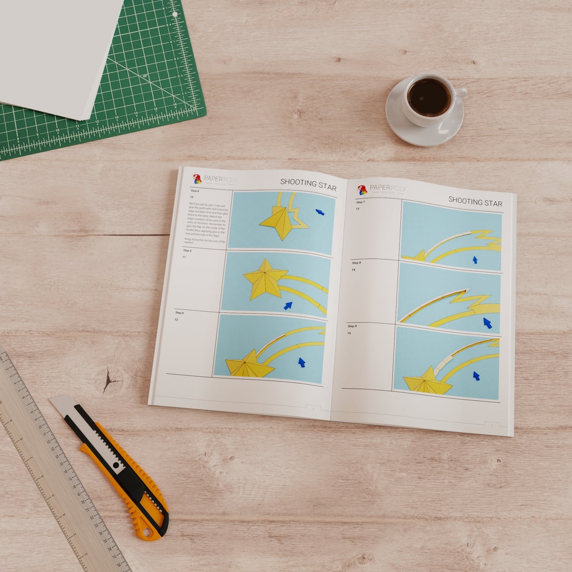 Shooting Star Papercraft 3D DIY Low Poly Paper Crafts Origami | Etsy