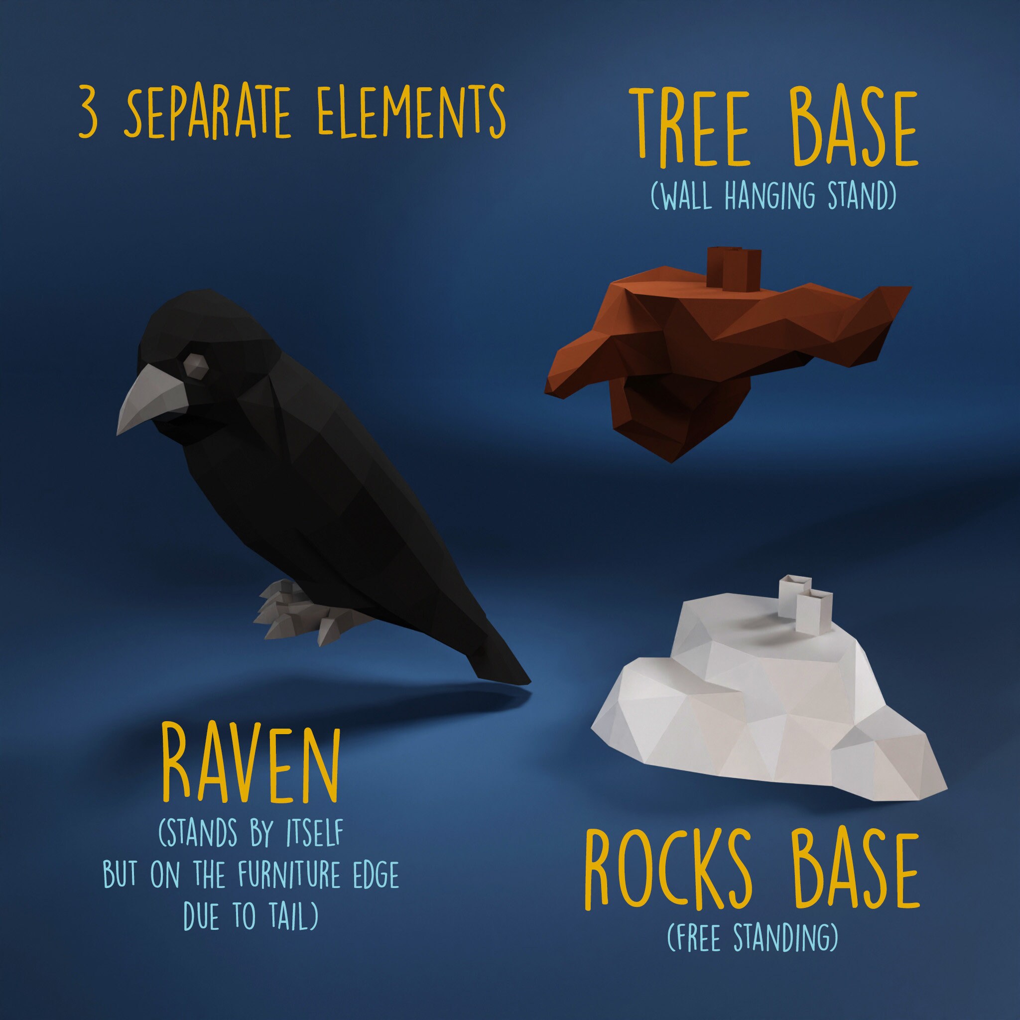 Raven Papercraft 3D DIY Low Poly Paper Crafts Halloween Model - Etsy
