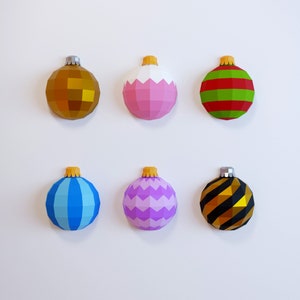 Baubles Papercraft 3D DIY Low Poly Paper Craft Christmas Holiday Wall ...
