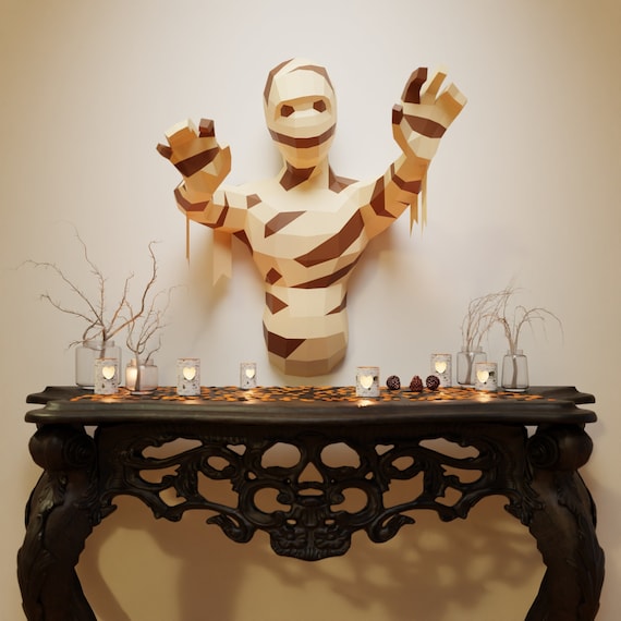 Mummy Papercraft 3D DIY Low Poly Paper Crafts Halloween Wall - Etsy