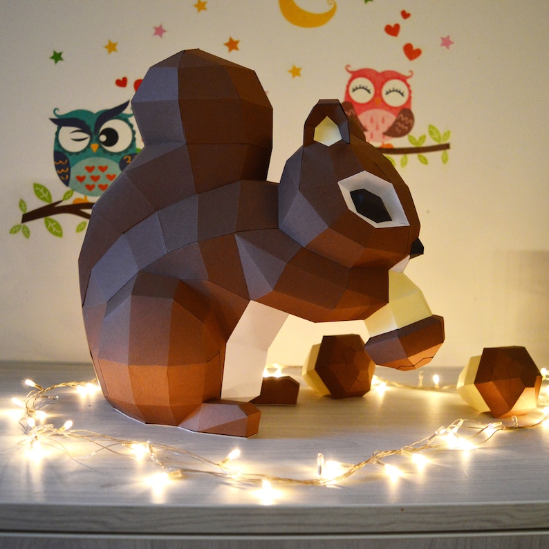 Squirrel Papercraft 3D DIY Low Poly Paper Crafts Home Decor - Etsy