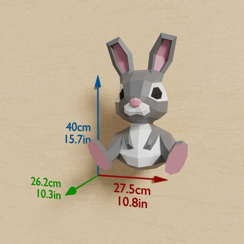 Bunny Papercraft 3D DIY low poly paper crafts Easter rabbit - Etsy.de