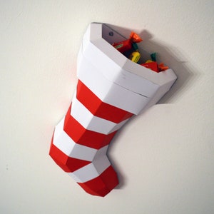 Christmas Sock Papercraft 3D DIY Low Poly Paper Craft Holidays ...