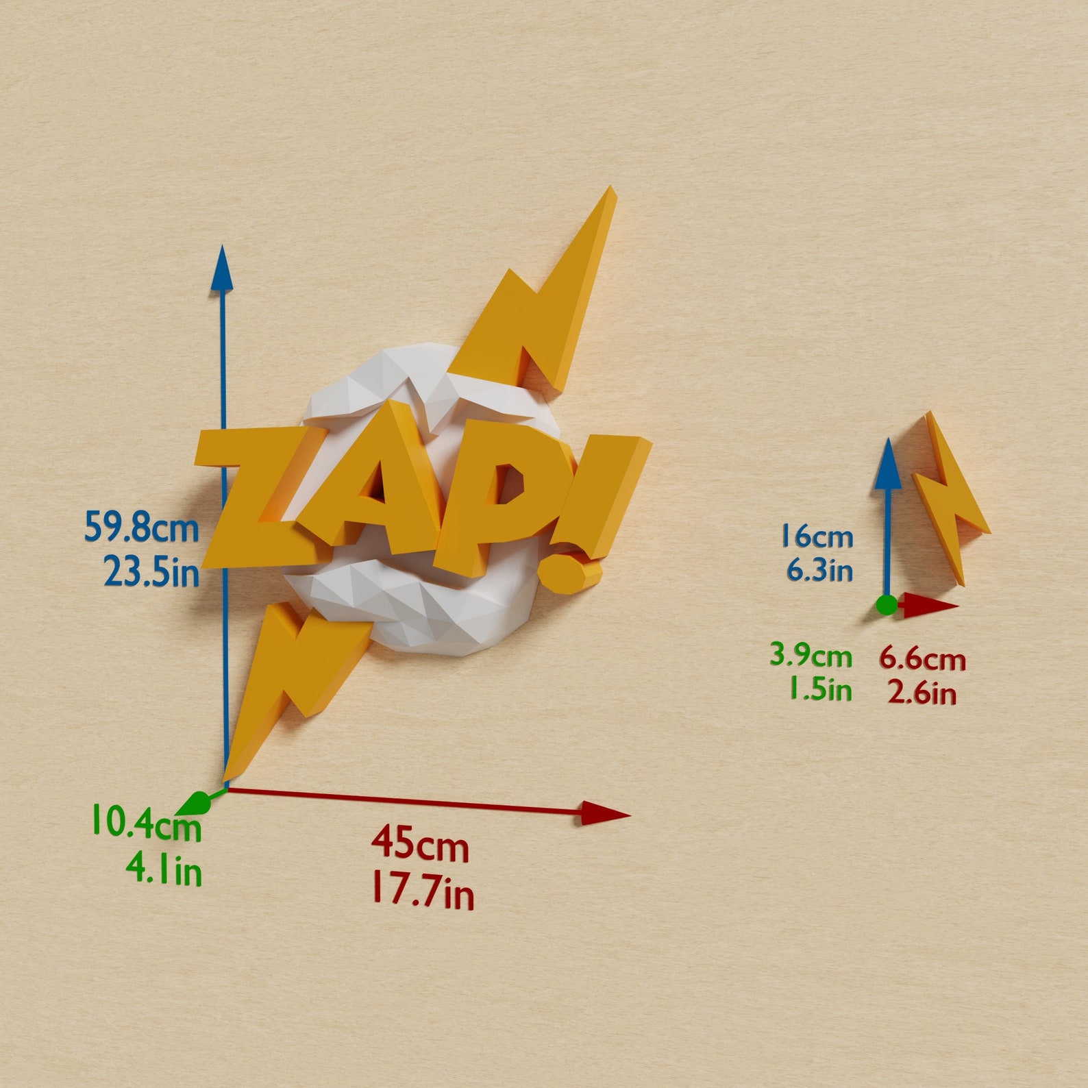 Zap Comics Art Papercraft 3D DIY Low Poly Paper Crafts Origami Wall ...