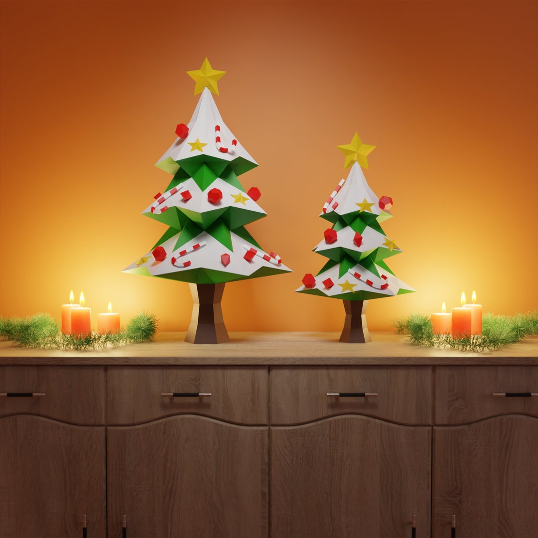 Christmas Tree Papercraft 3D DIY low poly paper crafts Plantilla de ...
