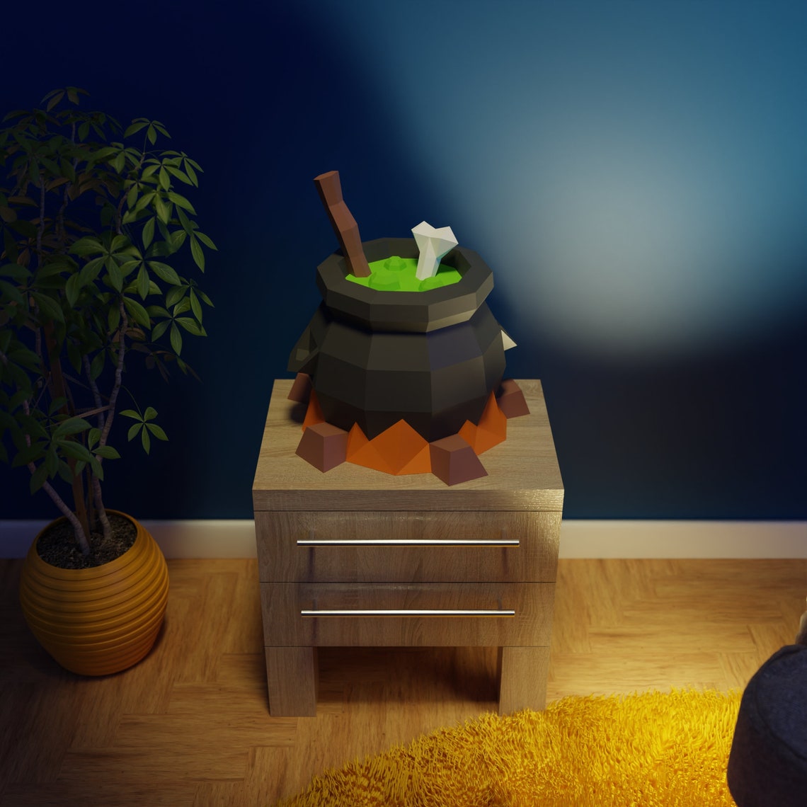 Witch's Cauldron Papercraft 3D DIY Low Poly Paper Crafts Halloween ...
