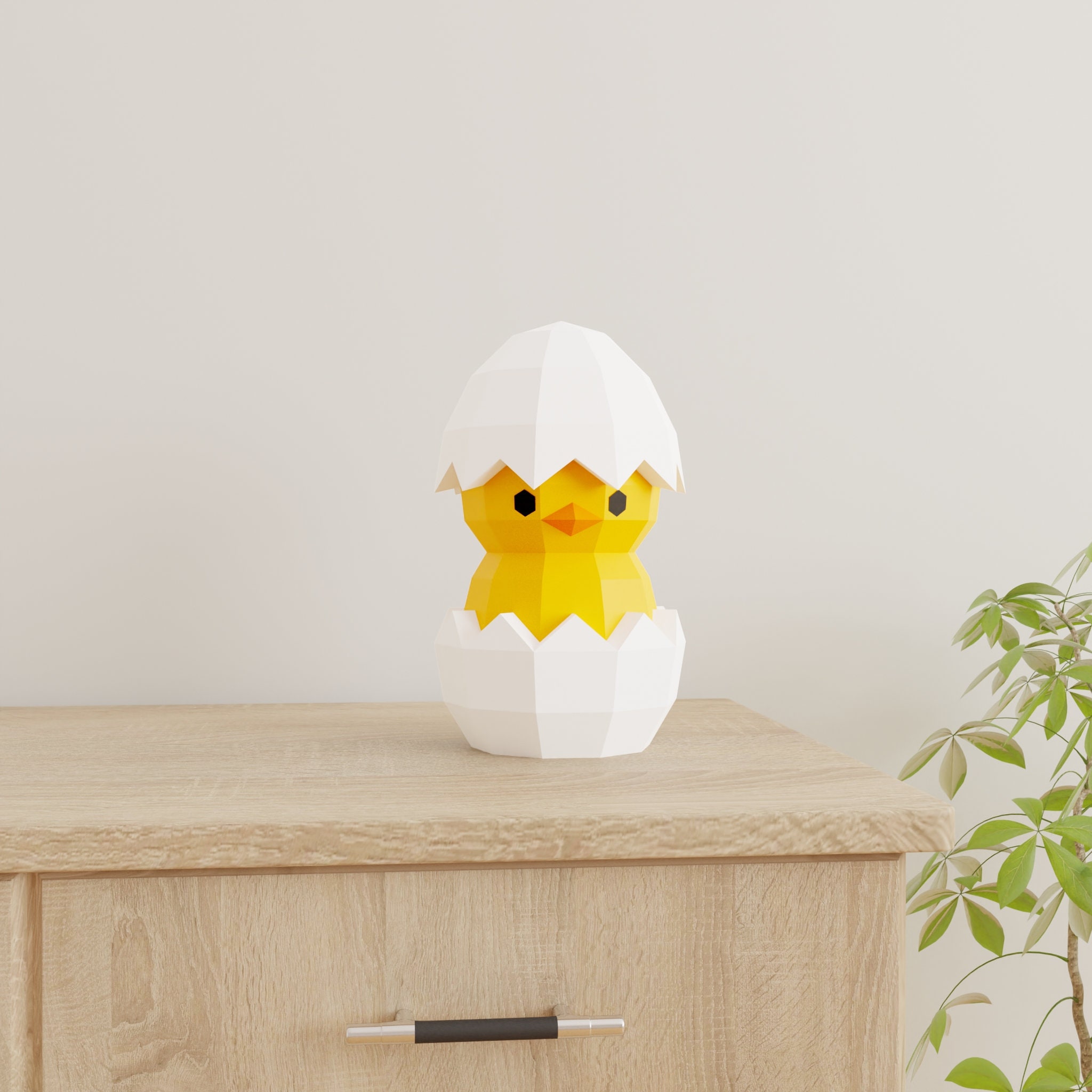 Easter Papercraft 3D DIY Low Poly Decor Bunny Chick in Egg - Etsy