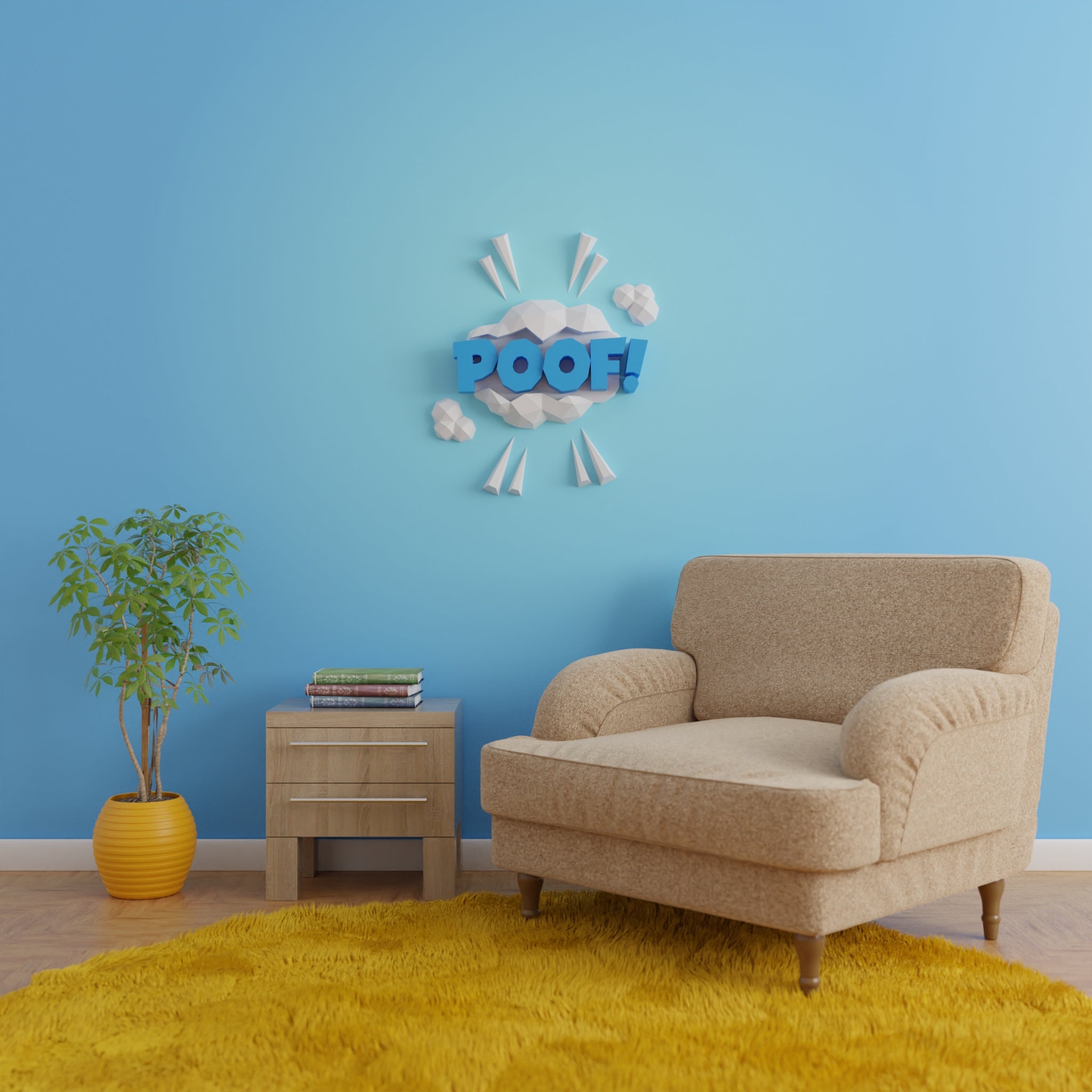 Poof Comics Art Papercraft 3D DIY Low Poly Paper Crafts Origami Wall ...