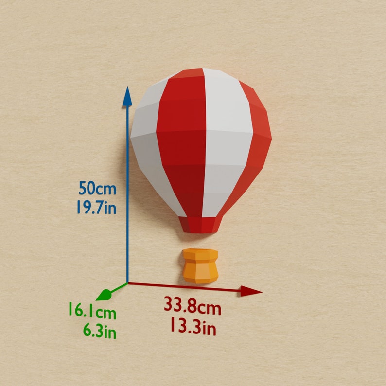 Hot Air Balloon Papercraft 3D DIY Low Poly Paper Crafts - Etsy