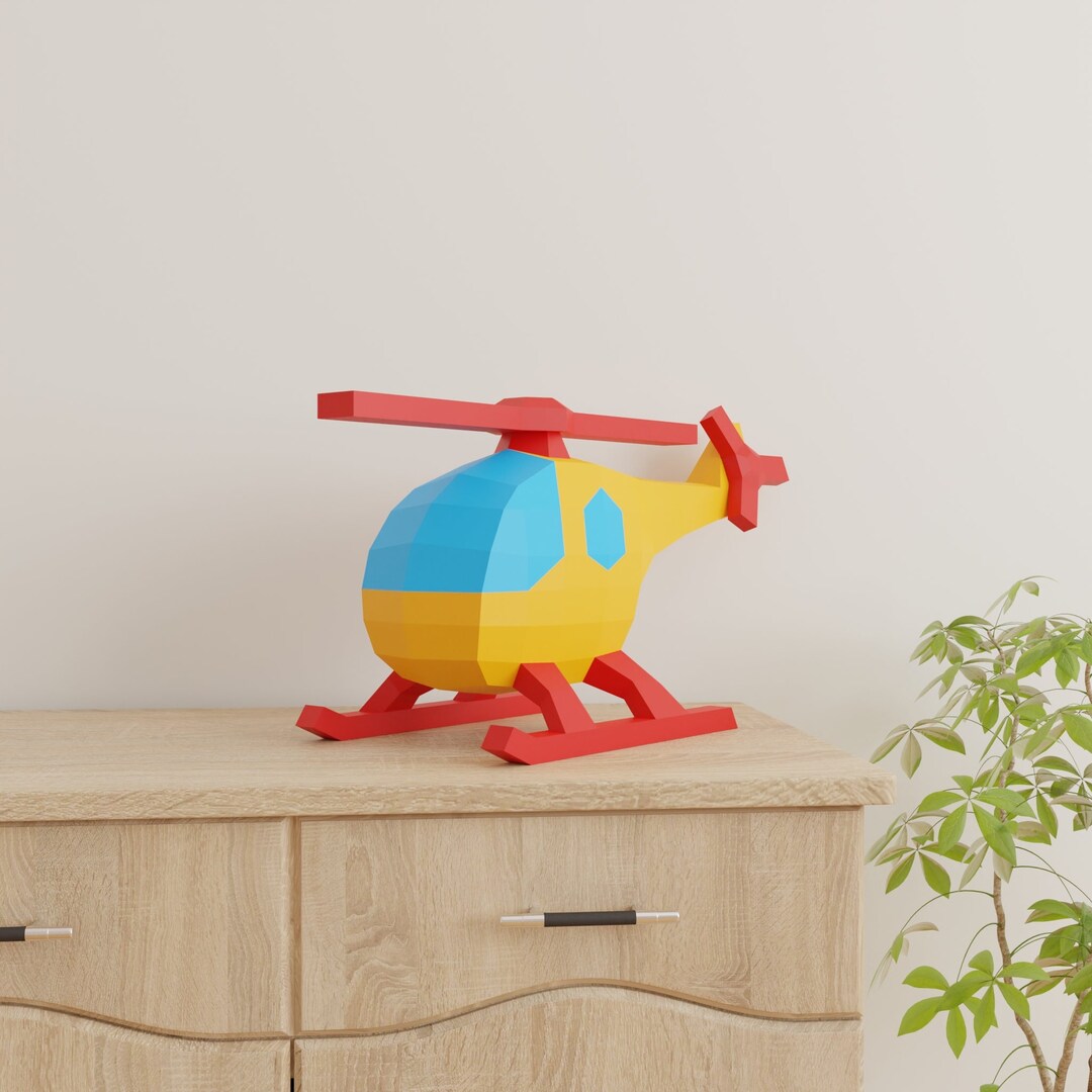 Helicopter Papercraft 3D DIY Low Poly Paper Crafts Model Template - Etsy