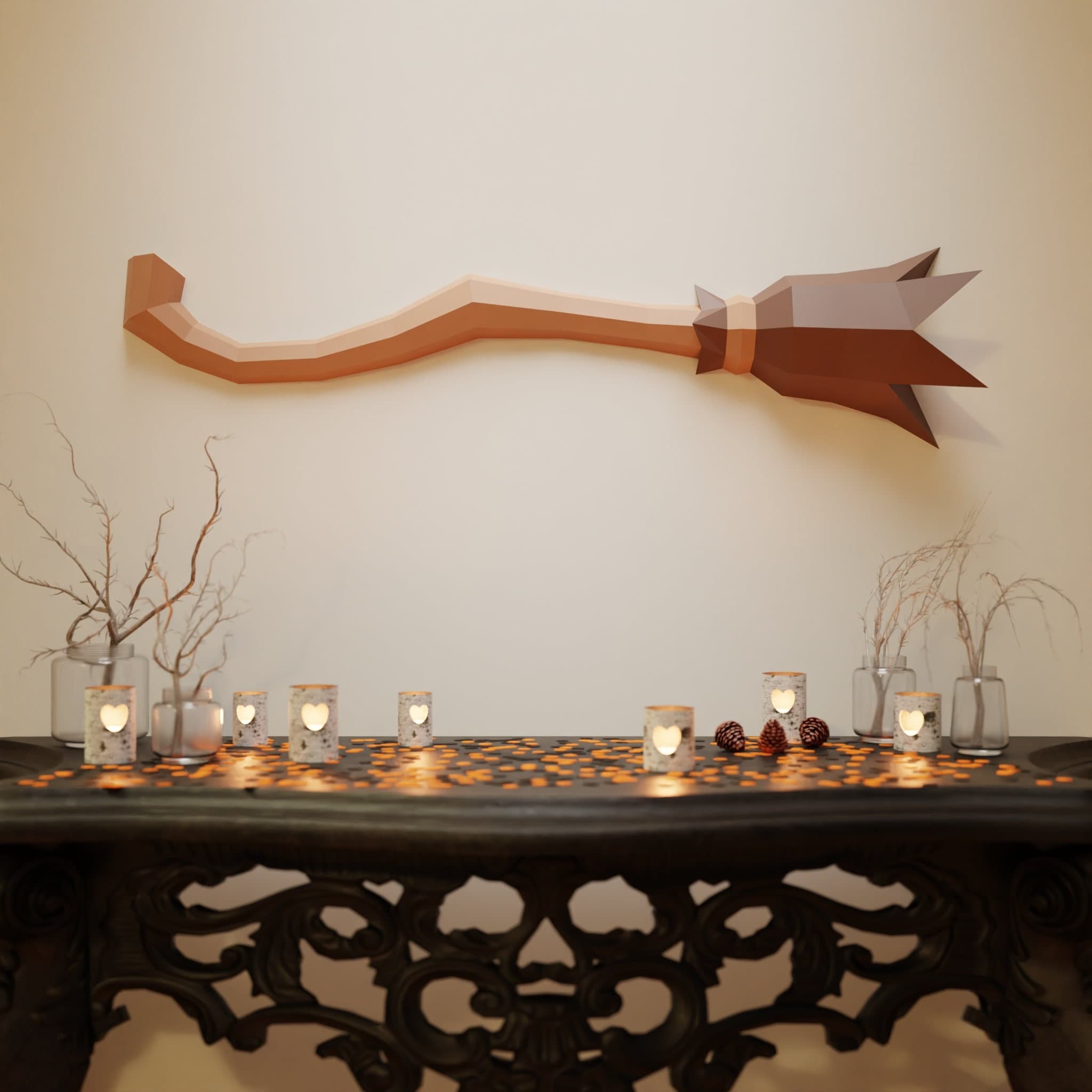 Witch's Broom Papercraft 3D DIY Low Poly Paper Crafts - Etsy