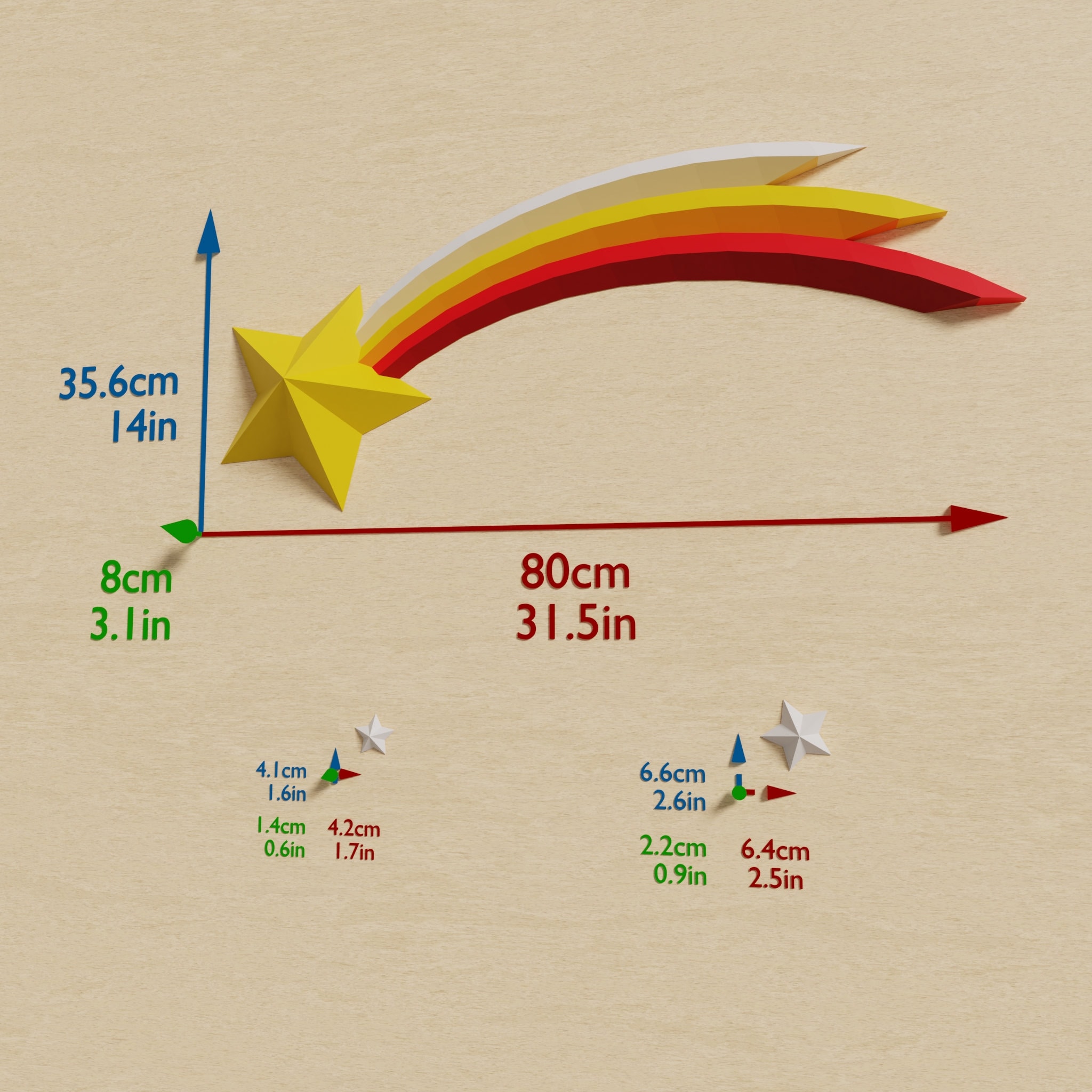 Shooting Star Papercraft 3D DIY Low Poly Paper Crafts Origami - Etsy ...