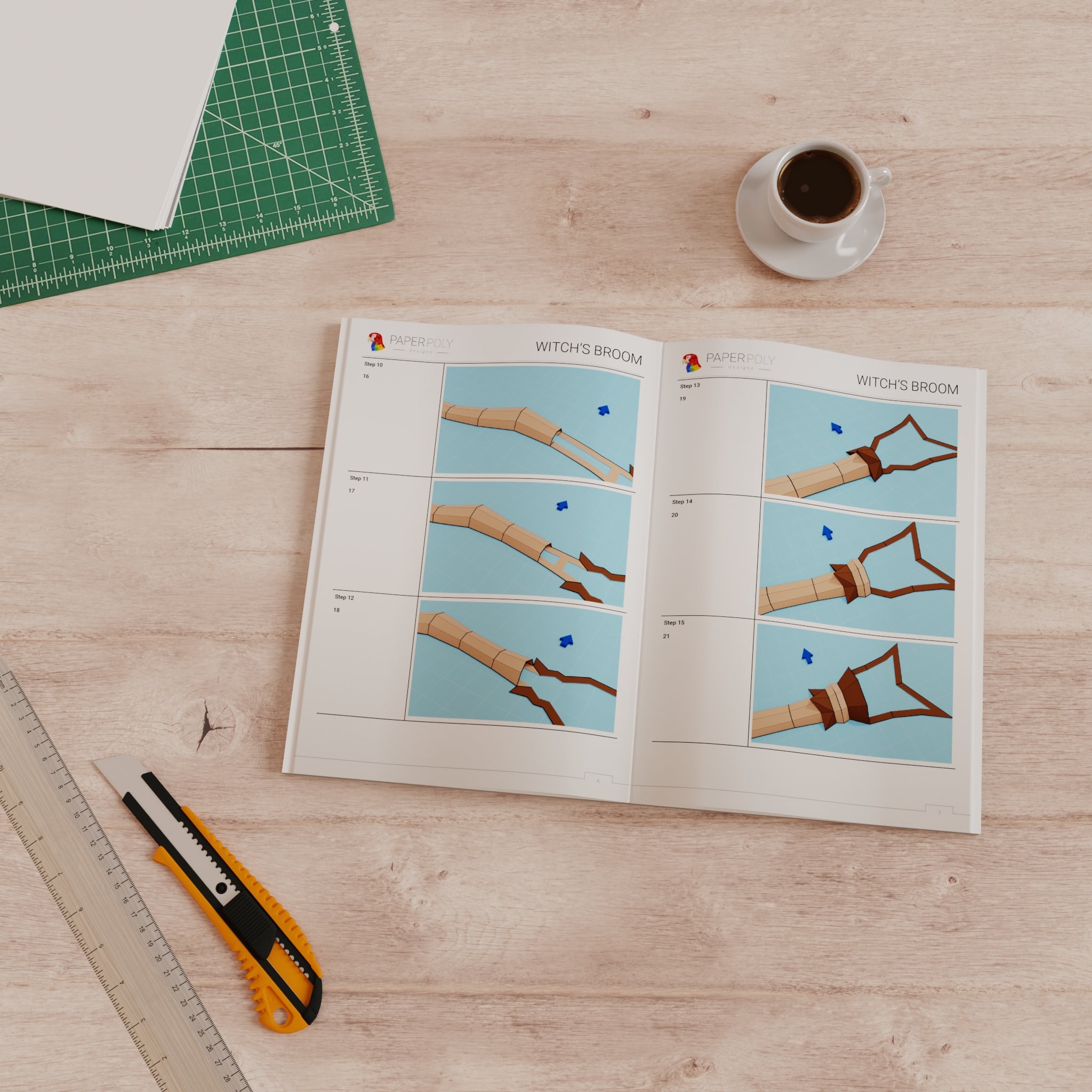 Witch's Broom Papercraft 3D DIY Low Poly Paper Crafts - Etsy