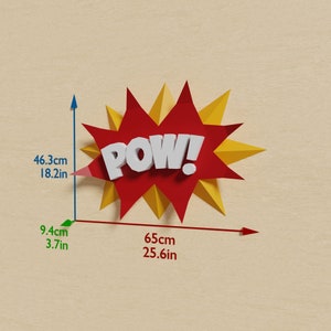 Pow Comics Art Papercraft 3D DIY Low Poly Paper Crafts Origami Wall ...