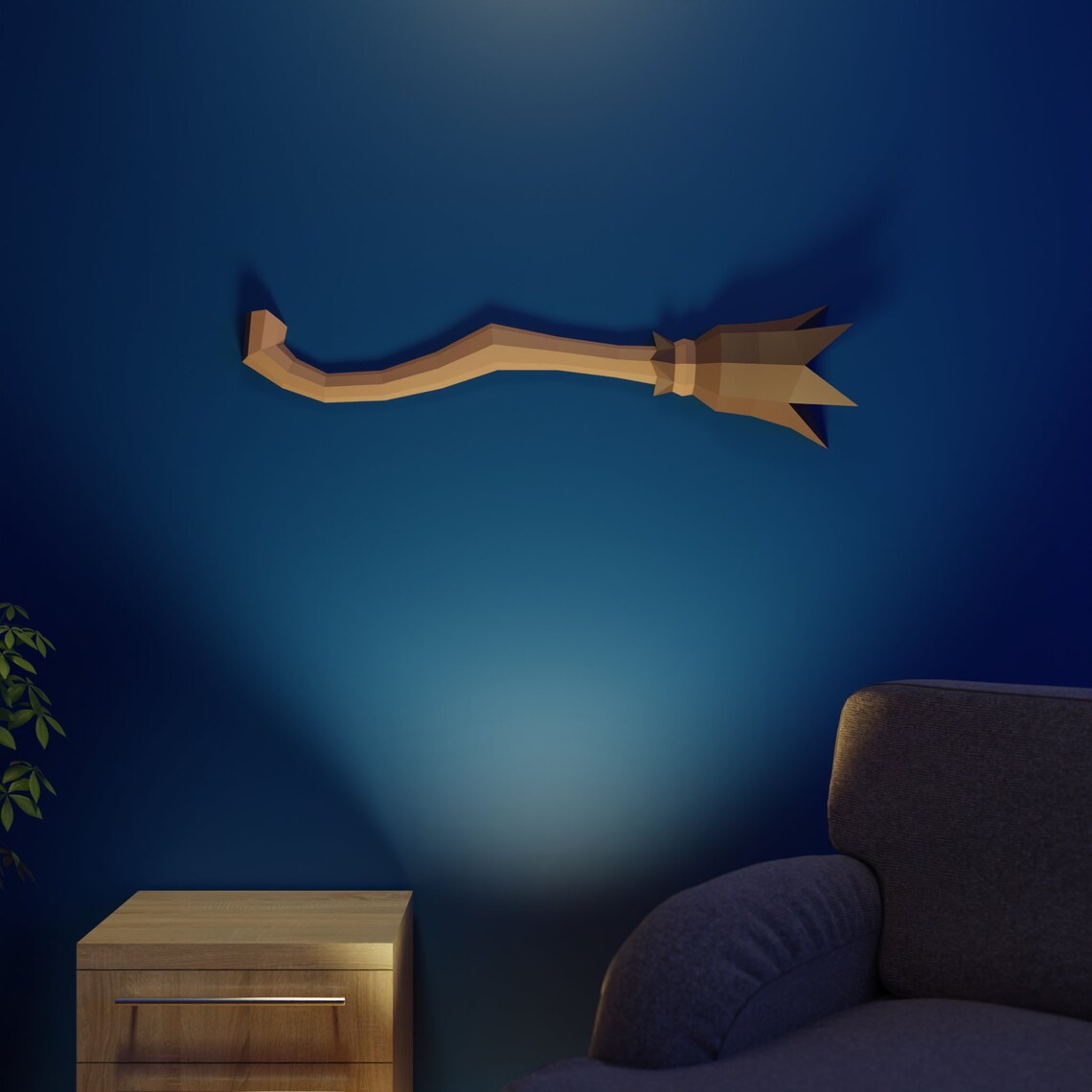 Witch's Broom Papercraft 3D DIY Low Poly Paper Crafts - Etsy